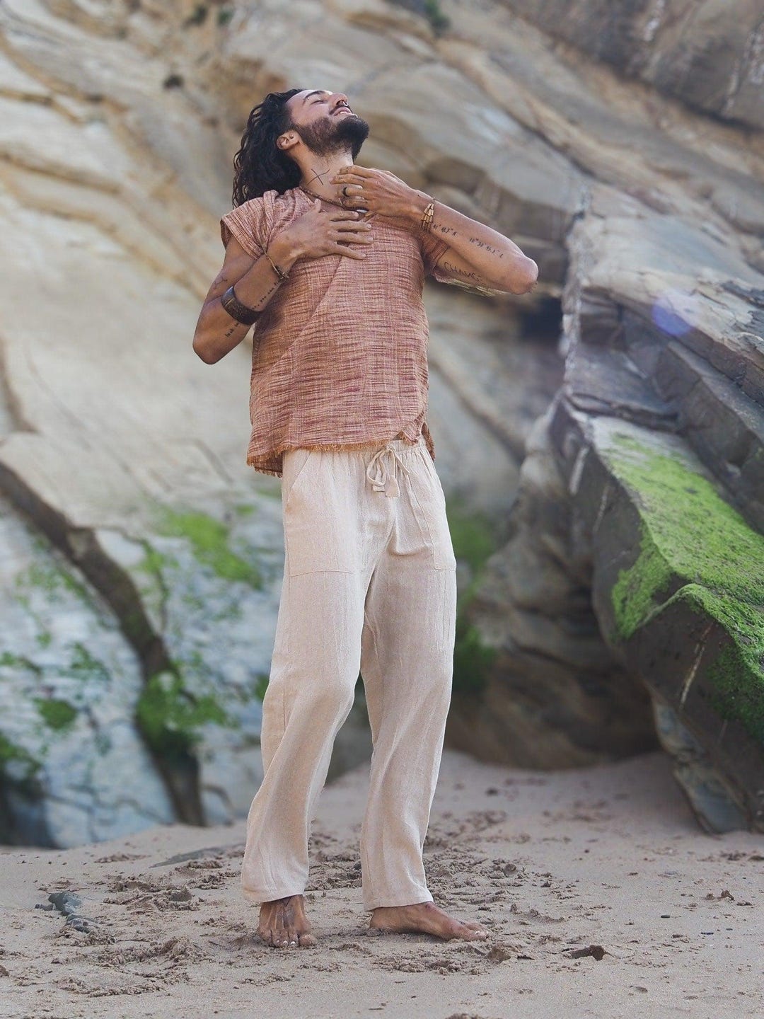 Natural Jute Pants, Men Jute Pants, Men's Pants, Earthy Clothing, Loose ...