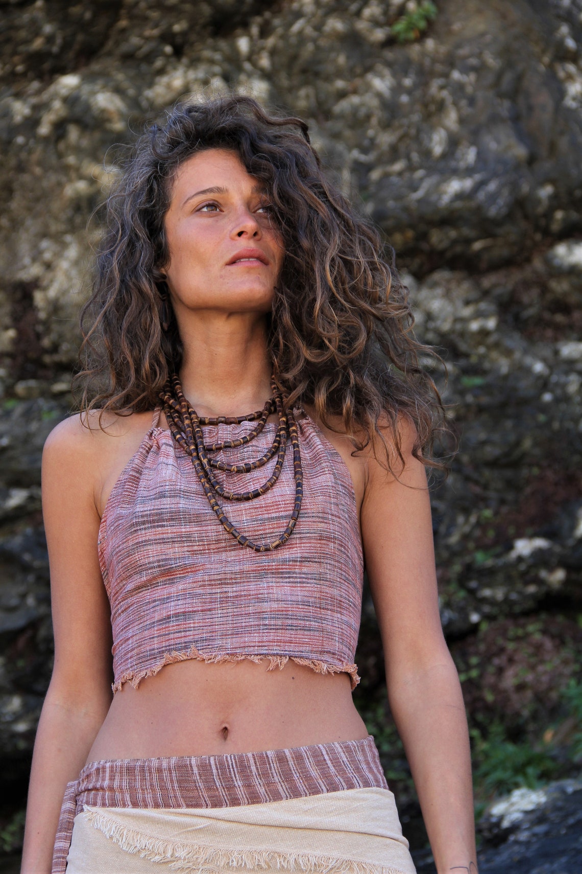 Brown Khadi Halter Top Women's Khadi Top Fringe Top | Etsy