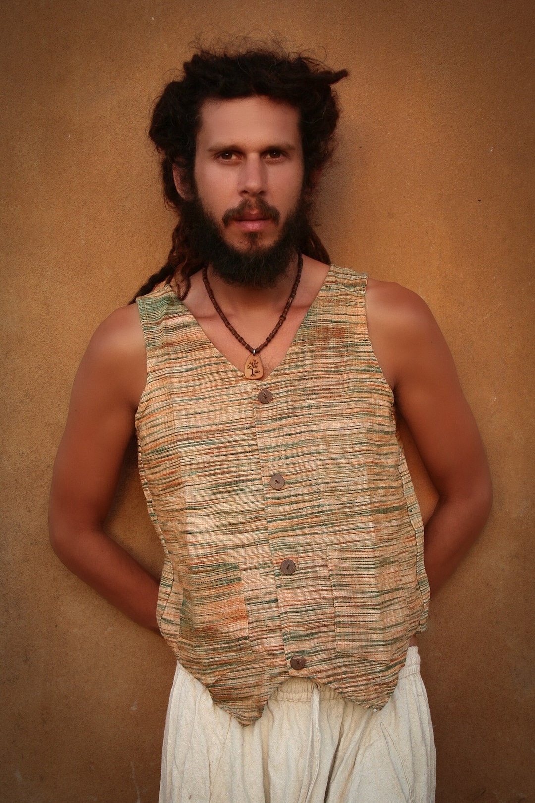 Men's Khadi Vest, Tribal Clothing, Men Waistcoat, Boho Shirt, Earthy ...