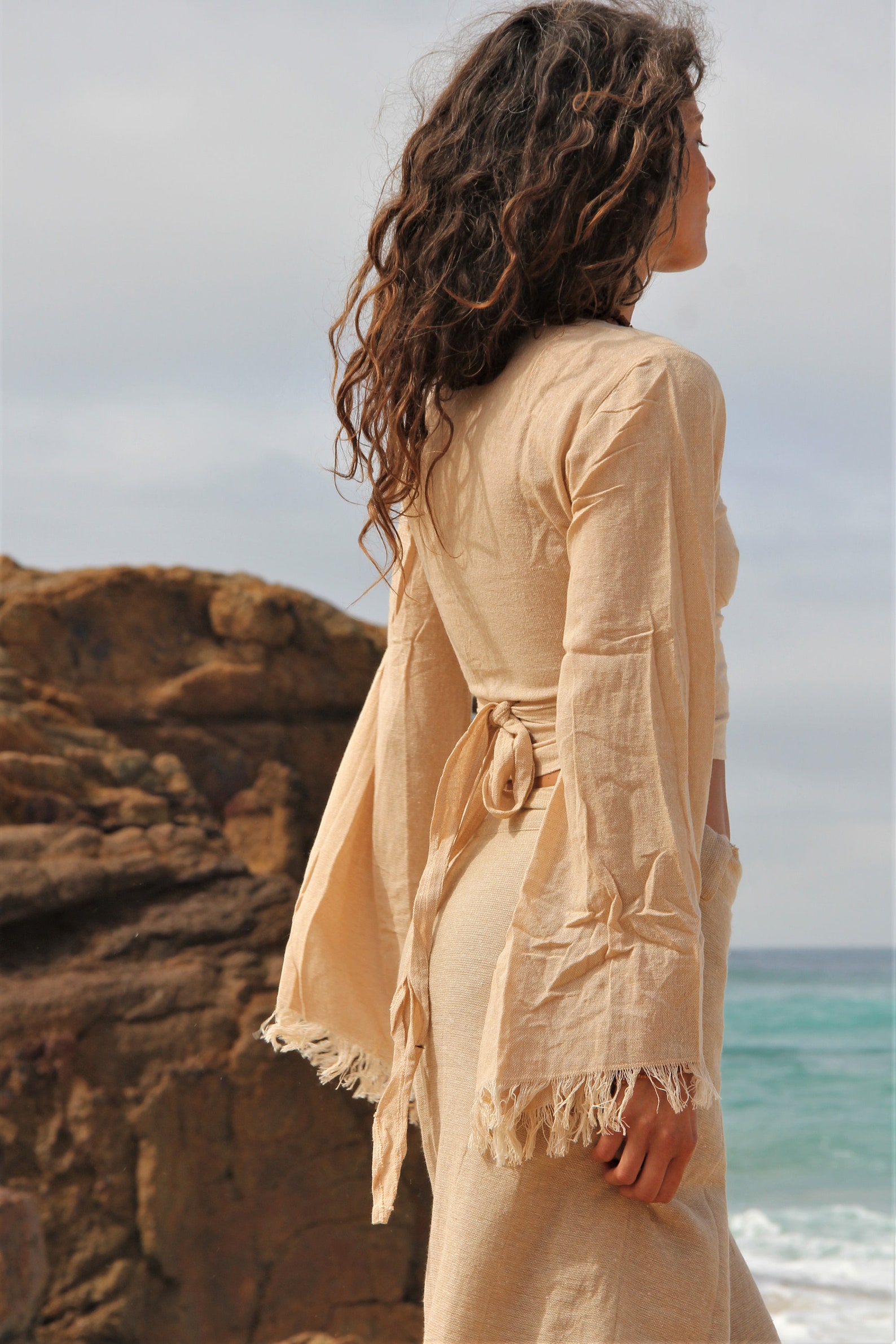 Jute Wrap Top Boho Top Frayed Wrap Top Wrap Around Blouse - Etsy