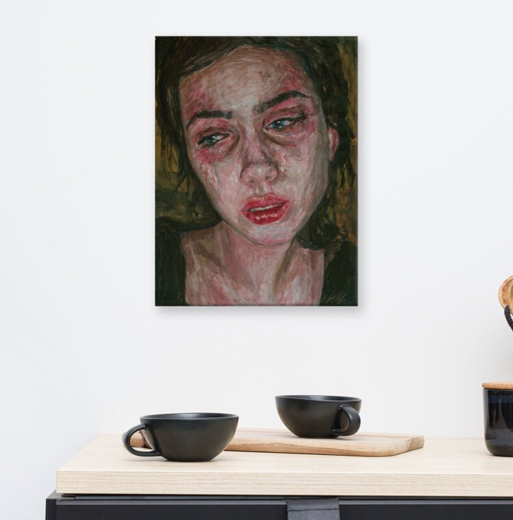 Original Artwork crying Girl Painting Print on - Etsy UK