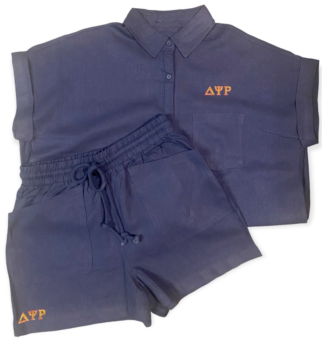 Delta Psi Rho Linen Short Set - Etsy