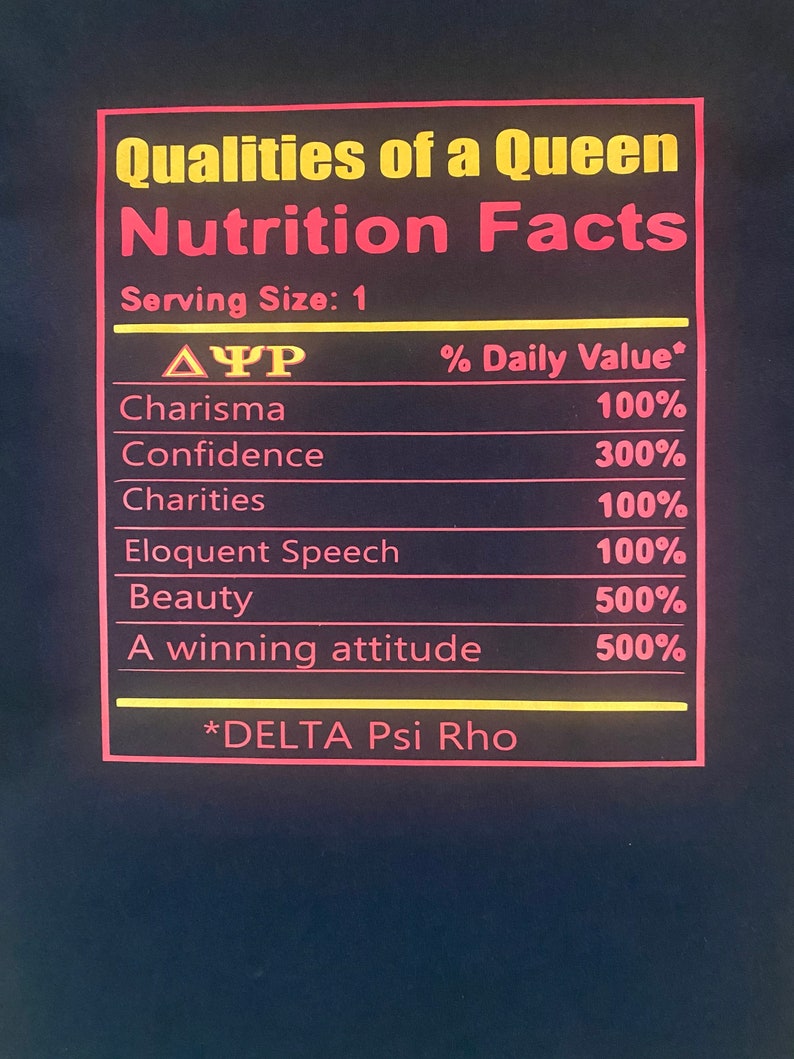 Delta Psi Rho, Qualities of a Queen Nutrition, Facts, T-shirt - Etsy