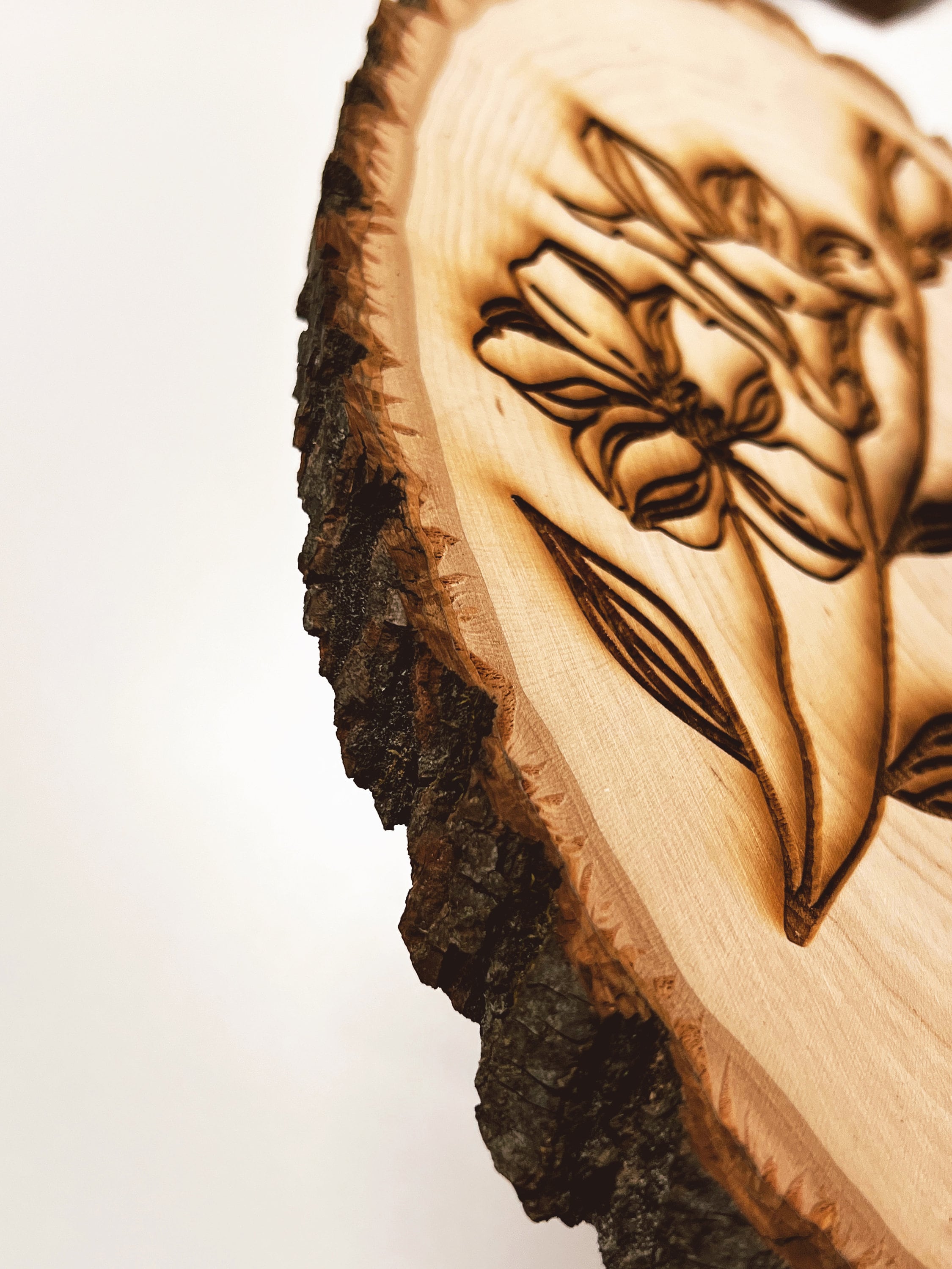 Wood Burned Floral Art: Live Simply Engraved Wood Slice Sign - Etsy