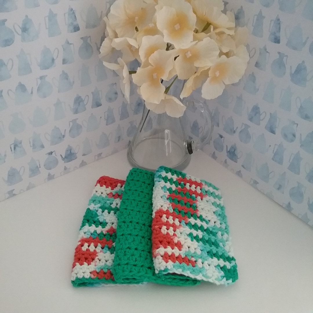 Crocheted Cotton Dishcloth Set, Reusable Eco Friendly Cloths - Etsy