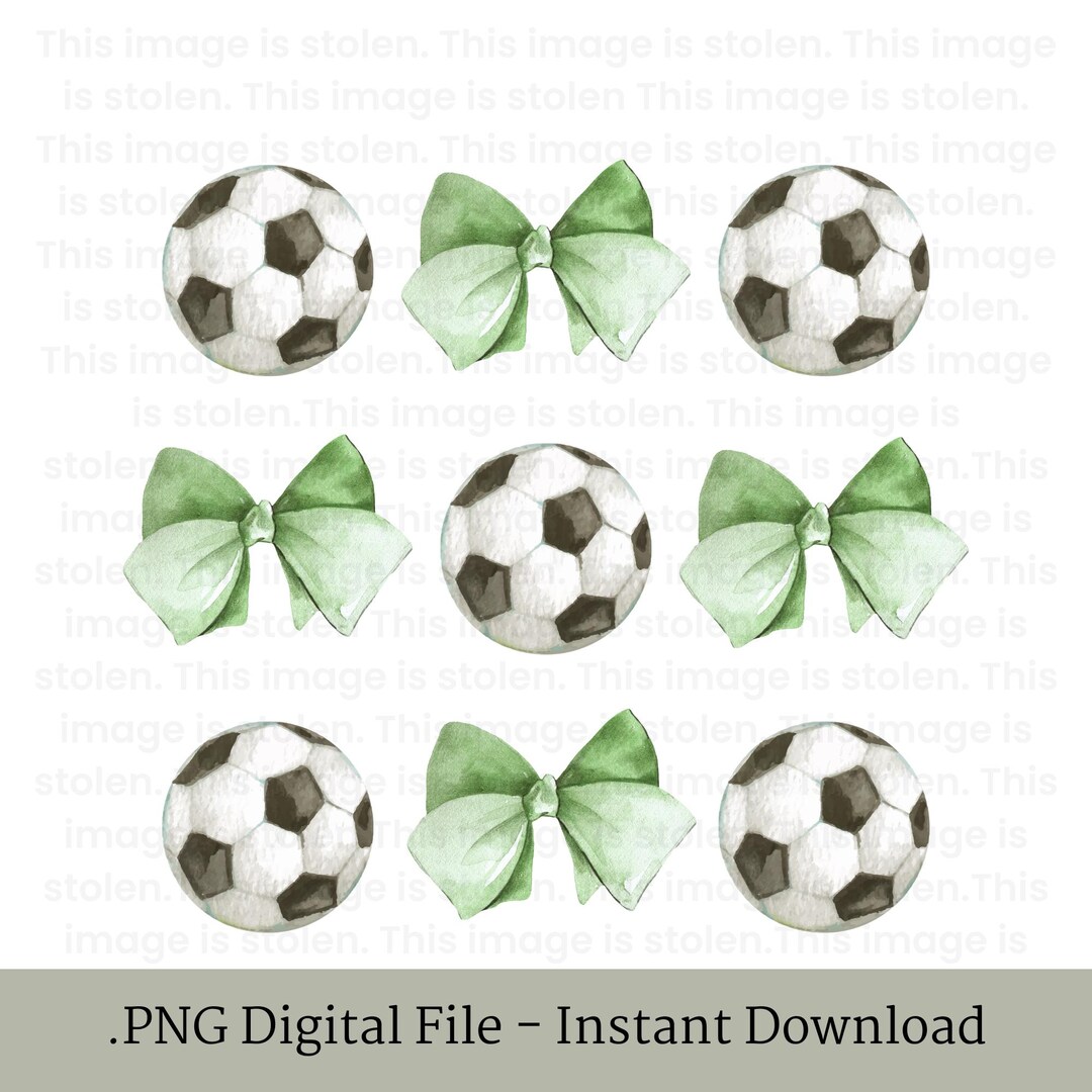 Coquette Watercolor Soccer and Bows Digital Clipart | Soccer Themed ...