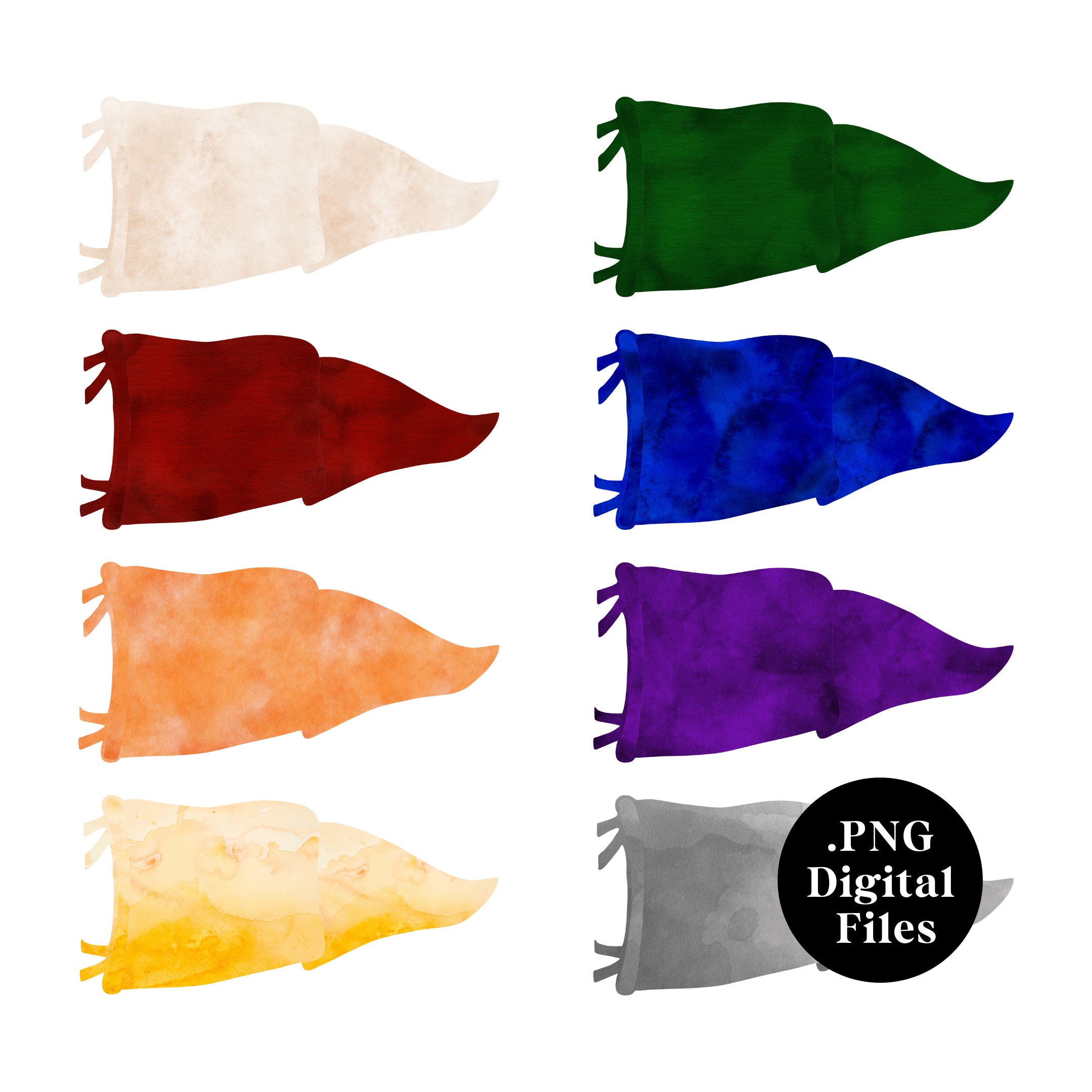 Watercolor Pennant PNG Digital File Bundle | High School Mascot ...