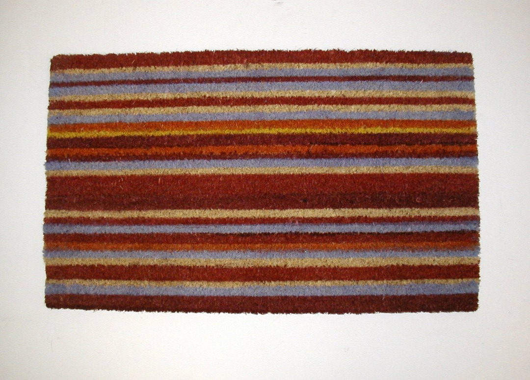 Coir Red Striped Welcome Doormat - Etsy