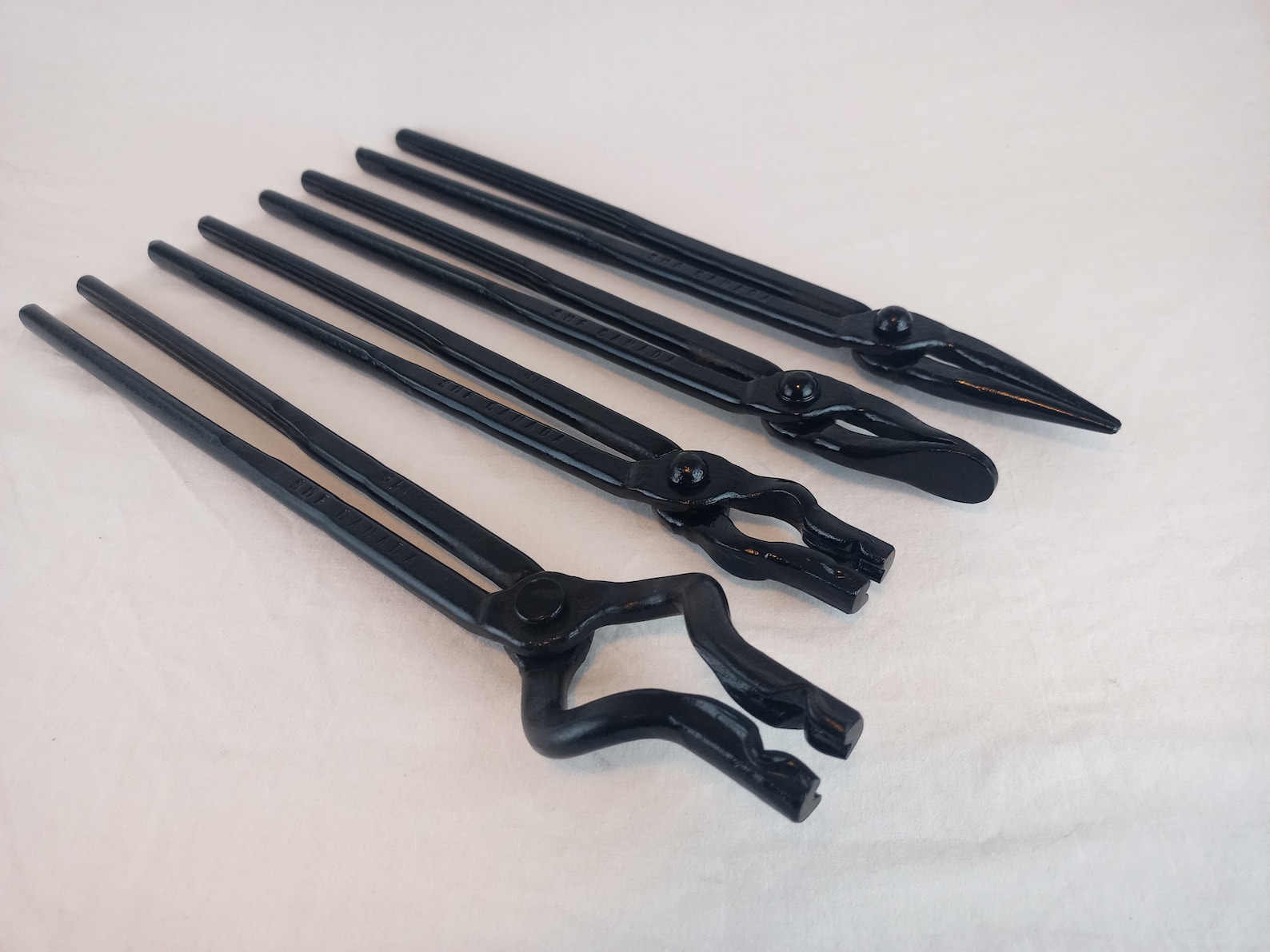Blacksmith Tongs Forging Blade Smith Starter Set. Flat Jaw, Scrolling ...