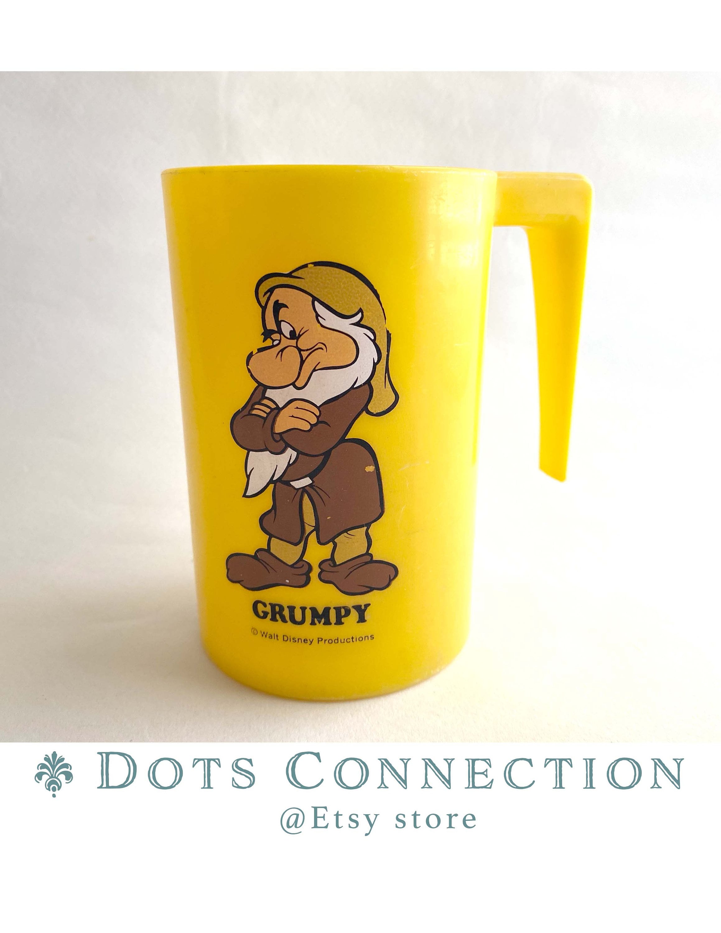 Vintage Walt Disney Snow White Blue / Grumpy Yellow Mug Plastic Cup - Etsy