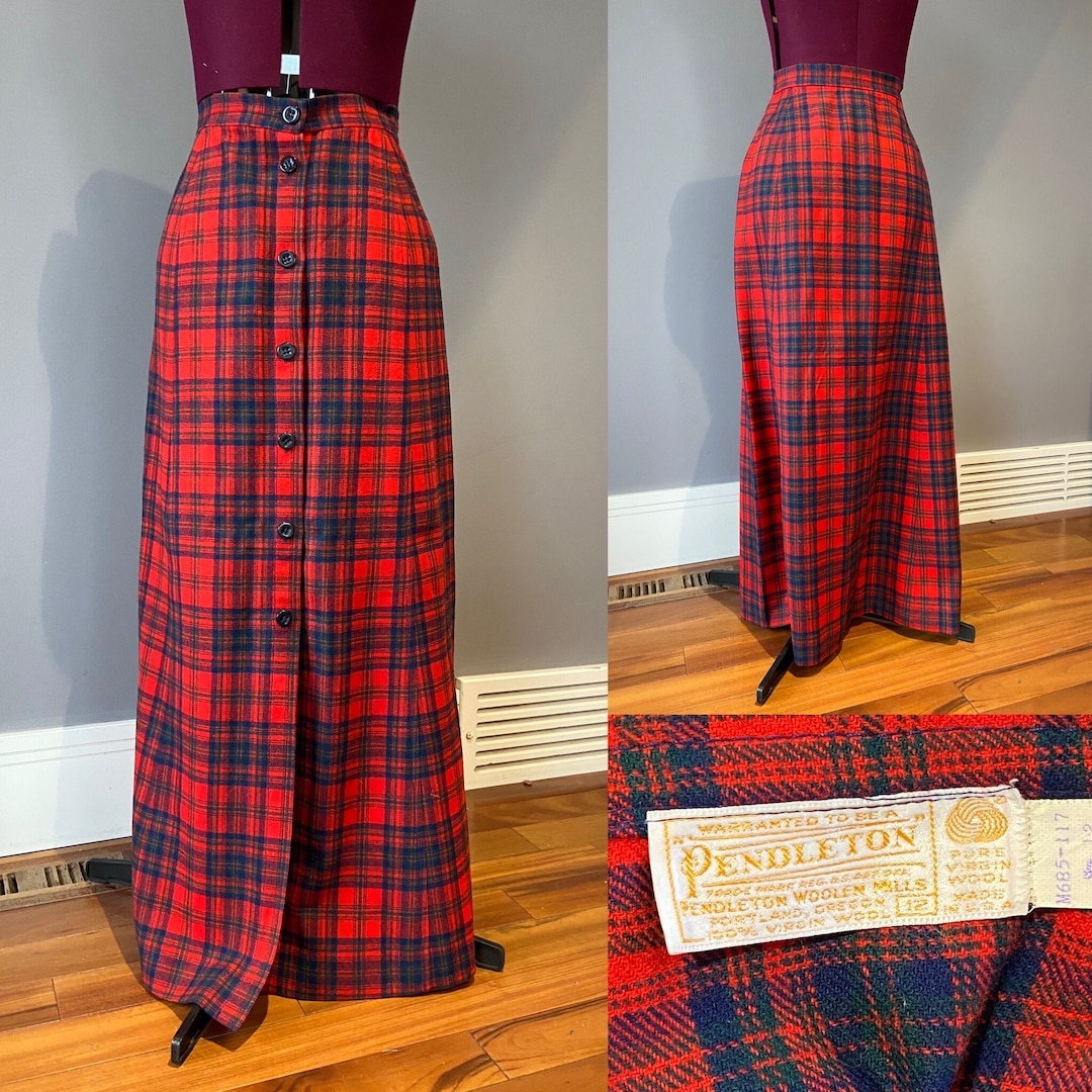 Vintage 27 Pendleton Button Down Tartan Skirt - Etsy