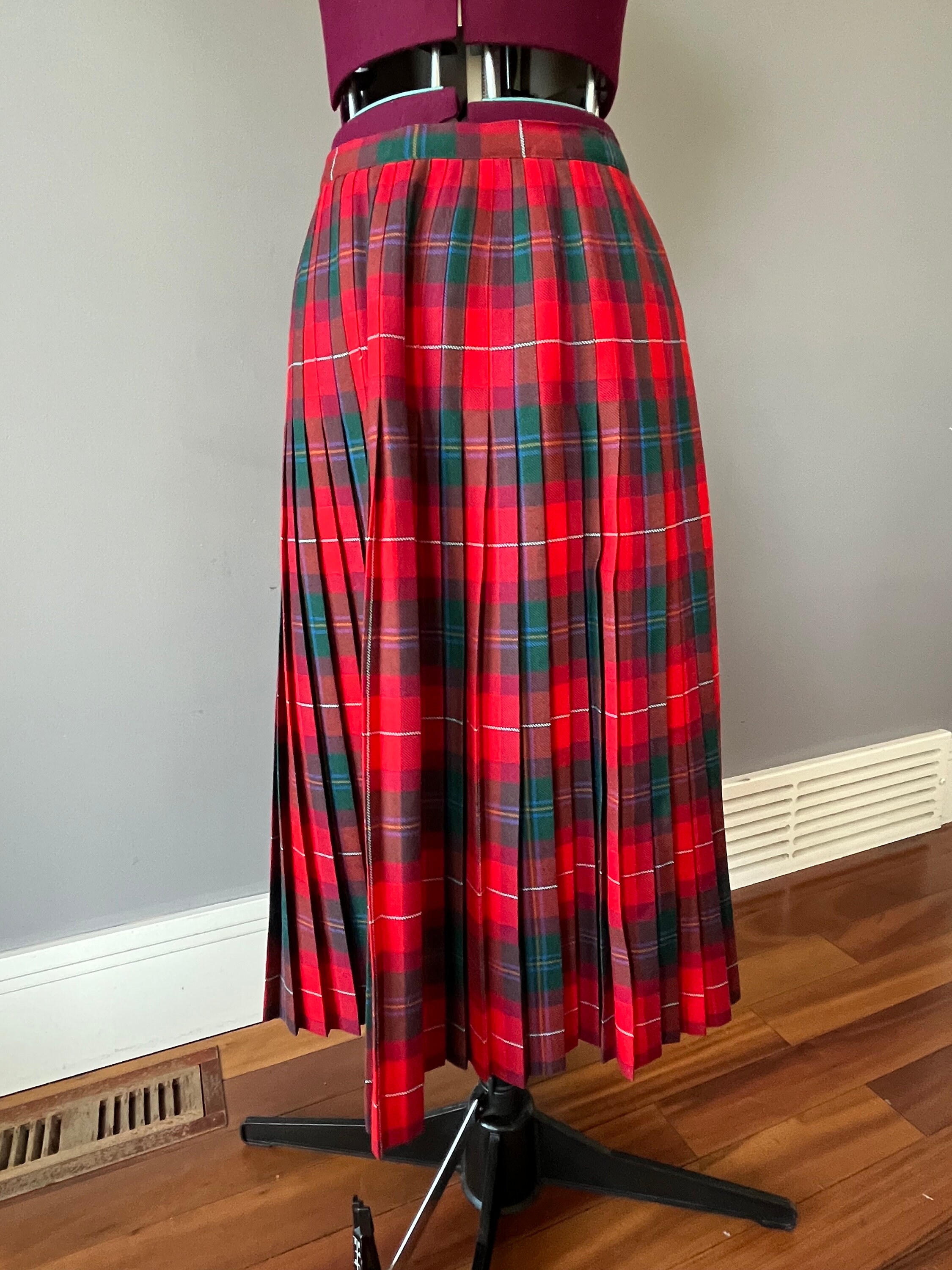 Vintage 29" 1970s Red Plaid Wrap Around Kilt Skirt L Tartan - Etsy