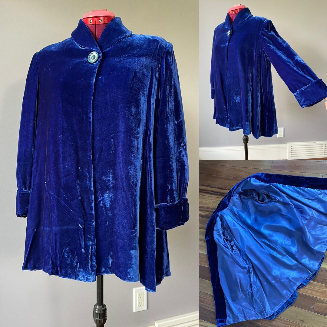 Vintage 1950s Blue Velvet Swing Jacket - Etsy