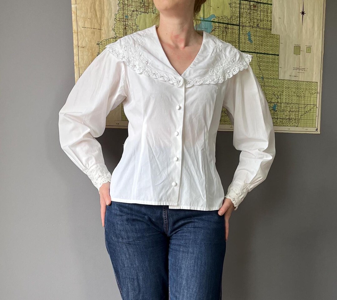 Vintage M 1980s Designer Laura Ashley Victorian Revival White Lace ...