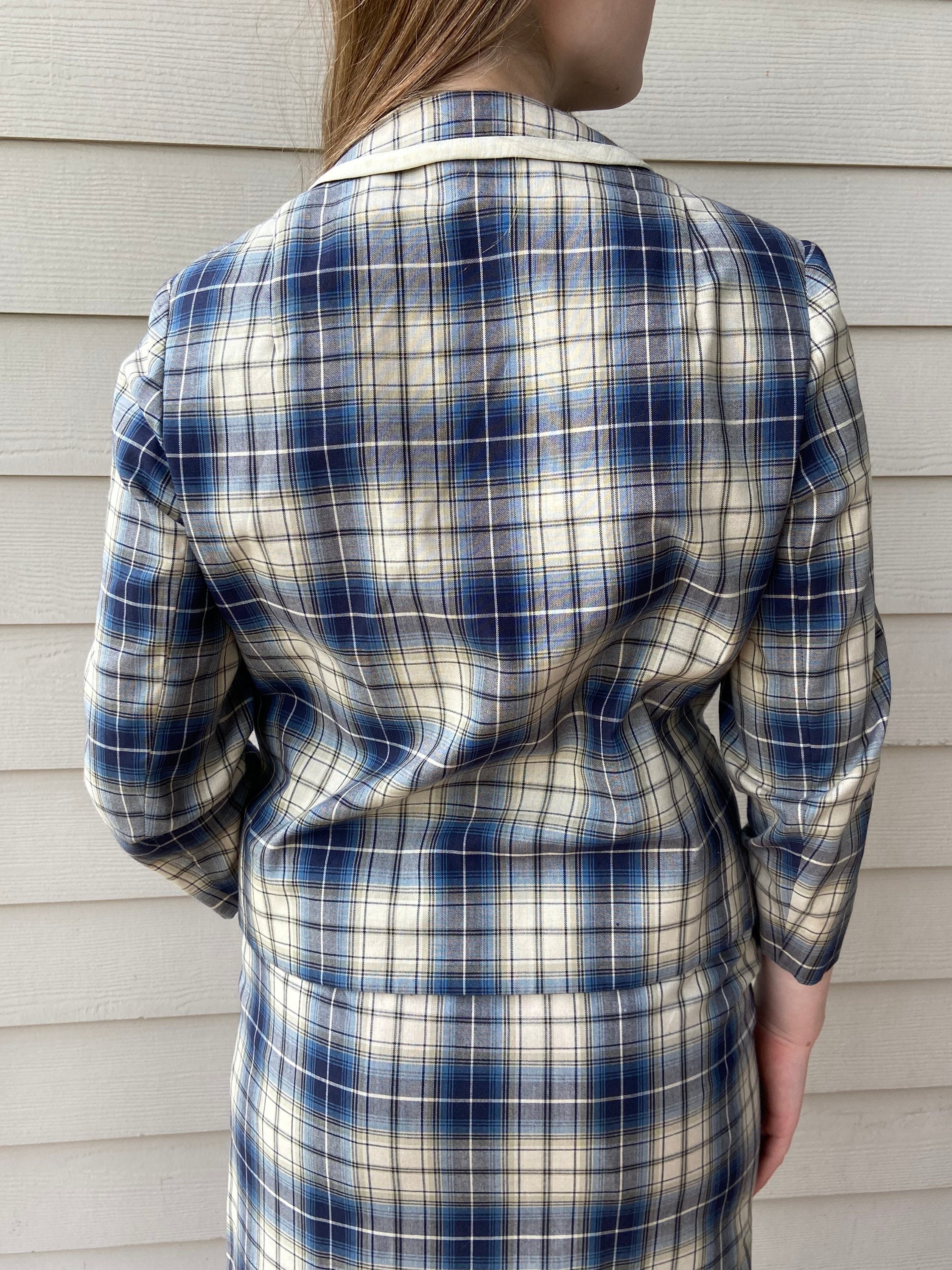 Vintage 1960s Blue Plaid Jacket and Wiggle Skirt ILGWU B Altman & Co ...