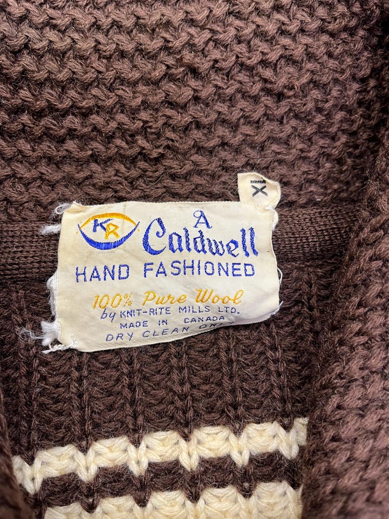 RARE XL 1950s Caldwell Cowichan Knit Sweater L Siwash L Curling L Hand ...