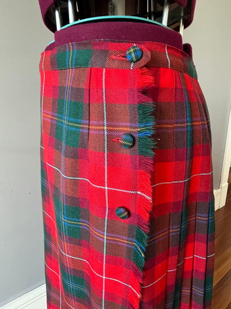 Vintage 29" 1970s Red Plaid Wrap Around Kilt Skirt L Tartan - Etsy