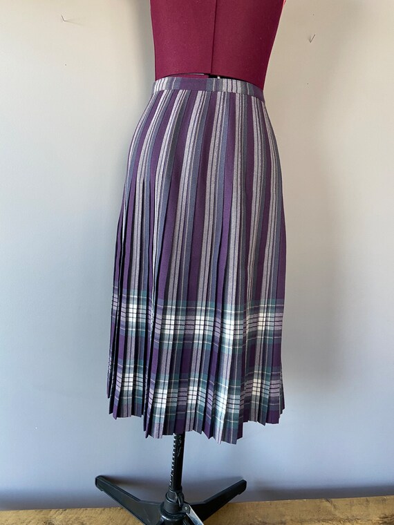 Vintage 26" 1970s Purple Plaid Wrap Around Kilt Skir… - Gem