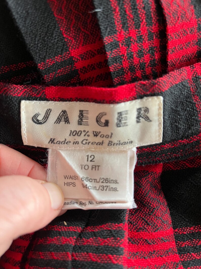 Vintage 27.5" Jaeger Red & Black Plaid Kilt Style Skirt - Etsy