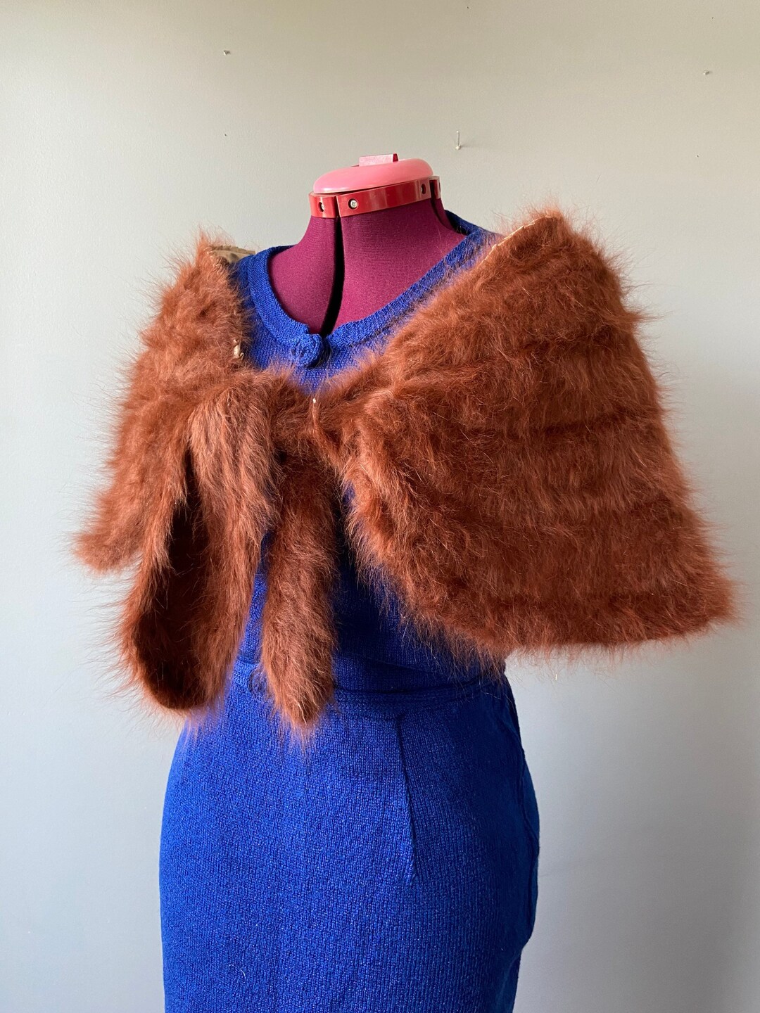 Vintage 1950s Med. Brown Angora Capelet Shawl - Etsy