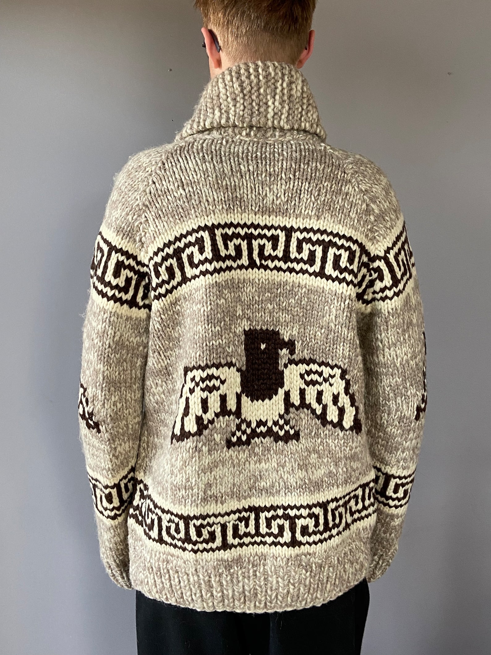 Vintage 1970s "thunderbird" Cowichan Pullover Sweater L Handmade L ...