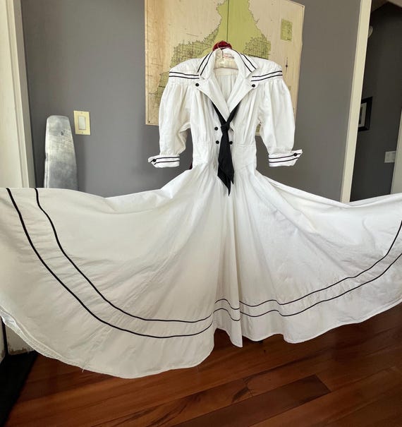 Vintage XS 80s Sailors maxi dress by Designer Karen A… - Gem