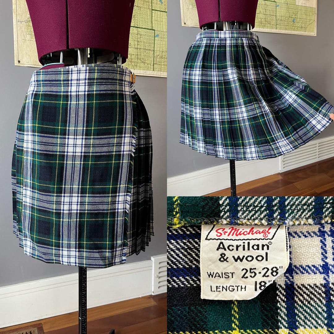 Vintage 30" Clan Gordon Tartan Mini Kilt Skirt L Plaid - Etsy