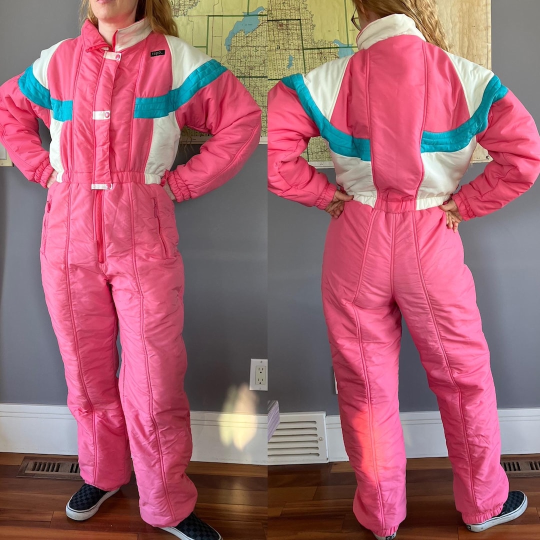 Vintage L 1980s Hot Pink & Teal Snowsuit - Etsy