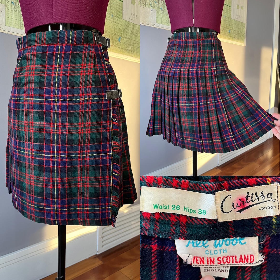 Vintage 26" 1960s Cameron of Erracht Modern Tartan Short Kilt Skirt L ...