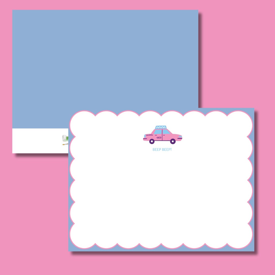NYC Pink Taxi Cab Stationery Notecards {taxi Gift, Fun Girly Stationery ...