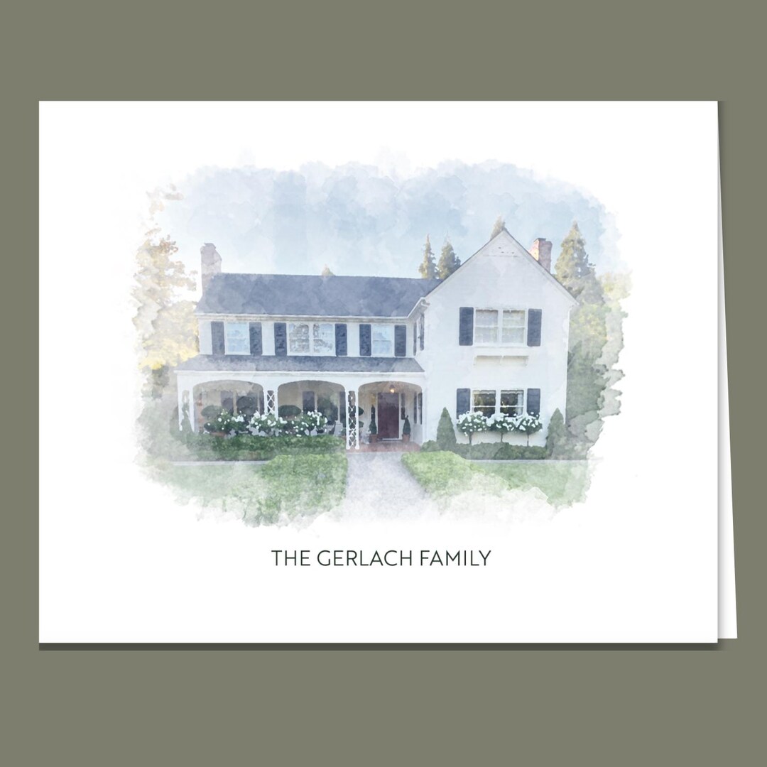 Custom House Stationery / Watercolor House Stationery / Housewarming ...