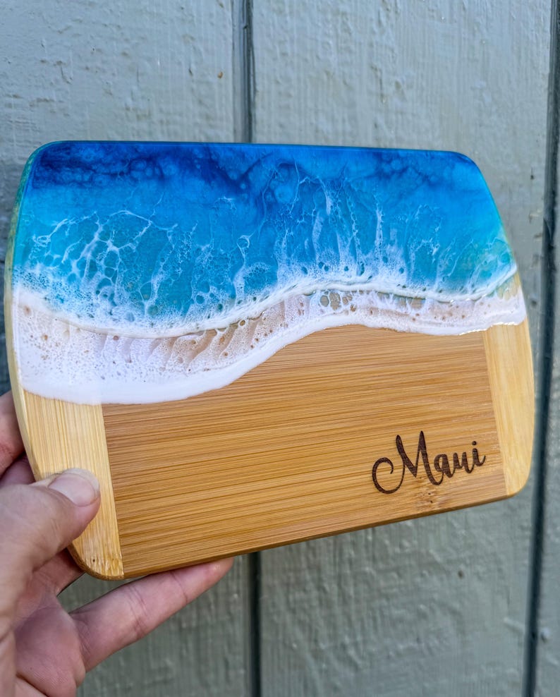 MAUI Charcuterie Board | 8x6 Ocean Board Hawaii Inspiredi | Resin ...