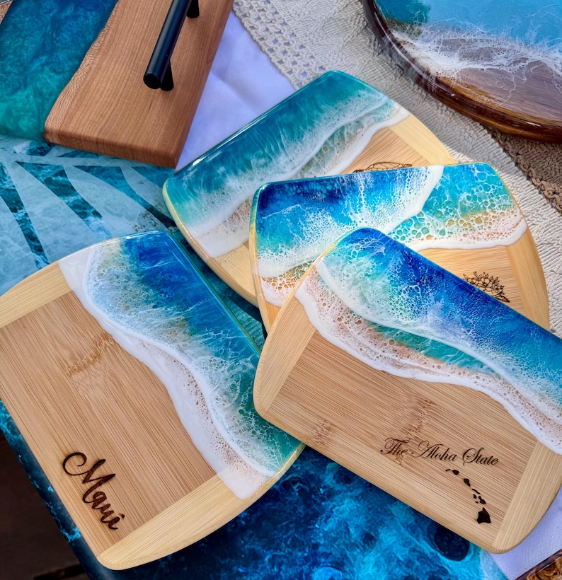 MAUI Charcuterie Board | 8x6 Ocean Board Hawaii Inspiredi | Resin ...