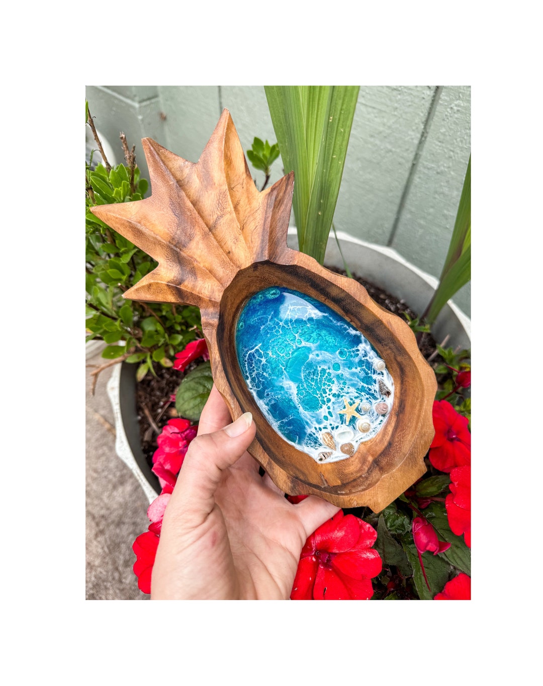 Maui Made Pineapple Trinket Dish Bowl | Monkeypod Wood Pineapple ...