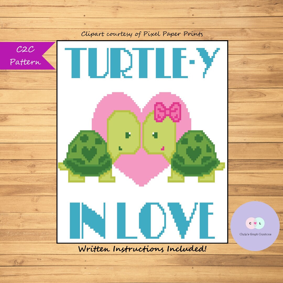 Turtle-y in Love C2C Graph, Graphghan, Blanket, Crochet, Knit, Cross ...