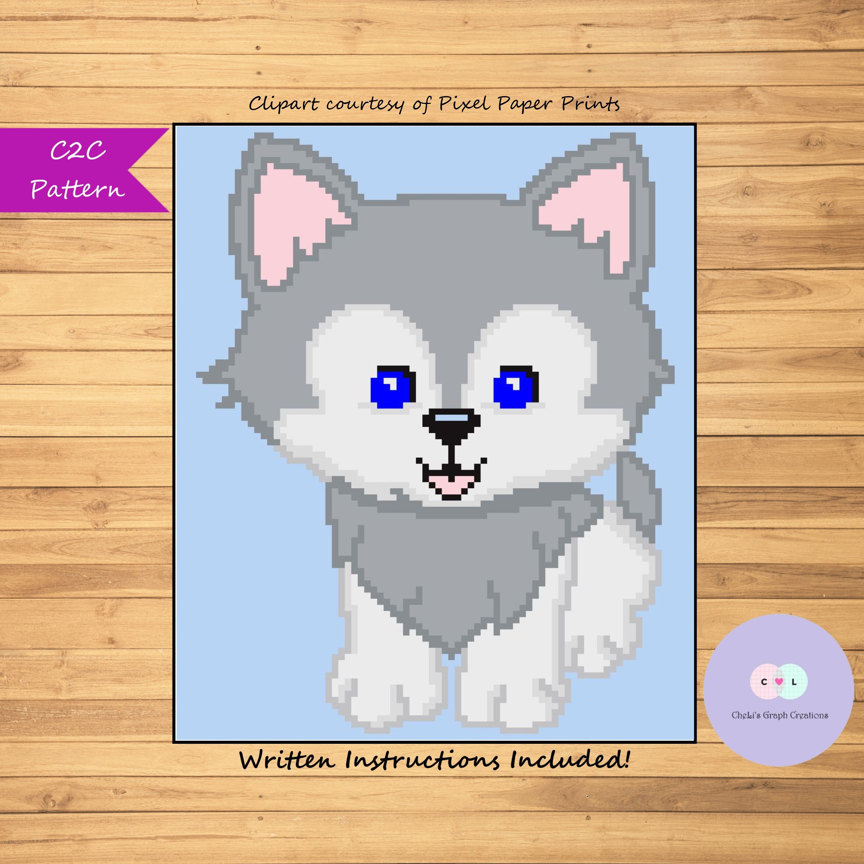 Husky Puppy Graph for C2C Crochet Pattern With Written Instructions ...