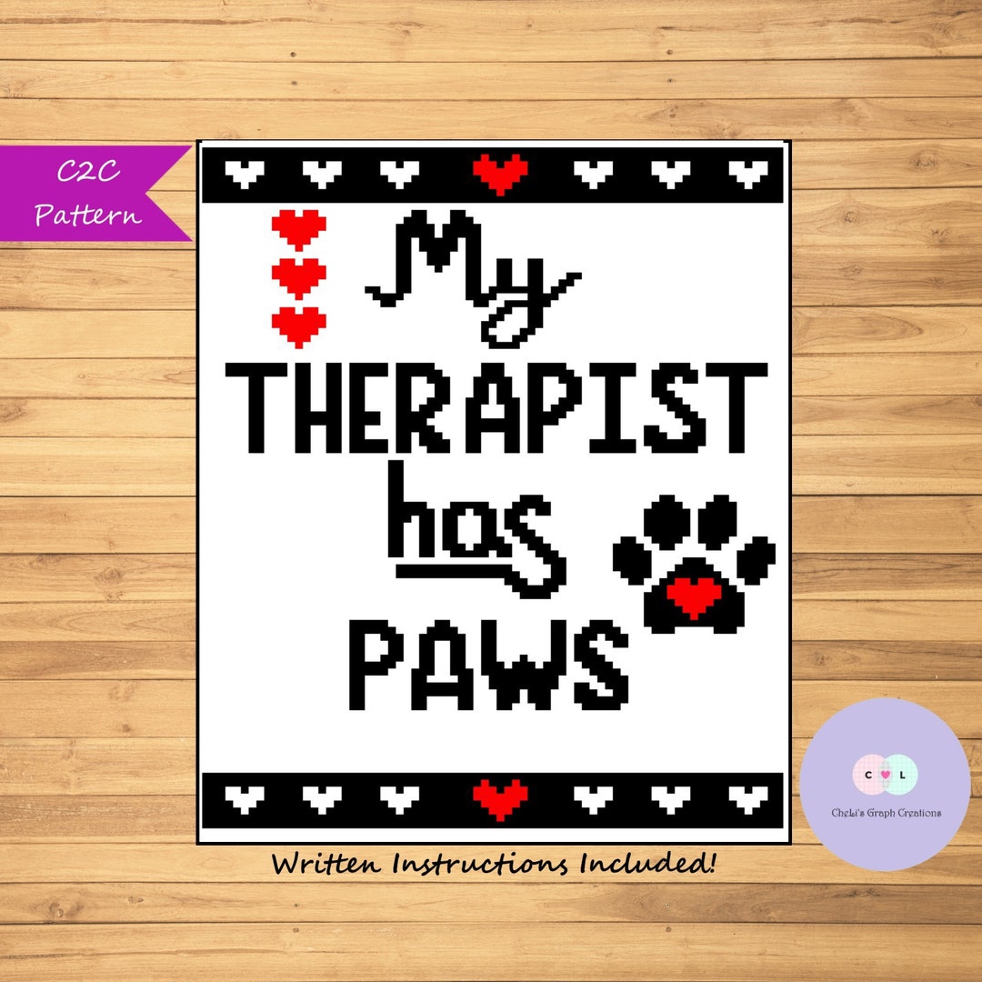 My Therapist Has Paws Graph for C2C Crochet Pattern With Written ...