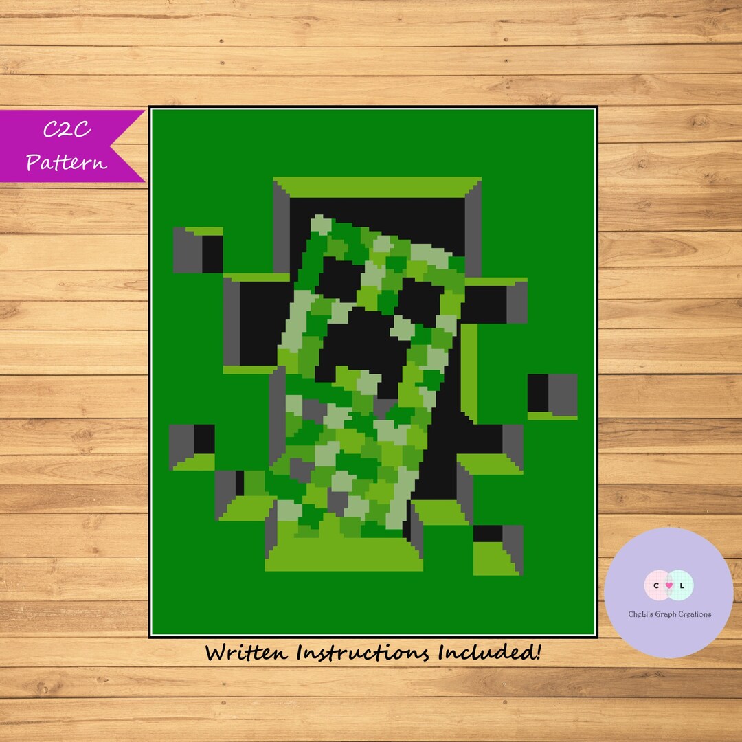 3D Pixel Video Game Character Graph for C2C Crochet Pattern With ...