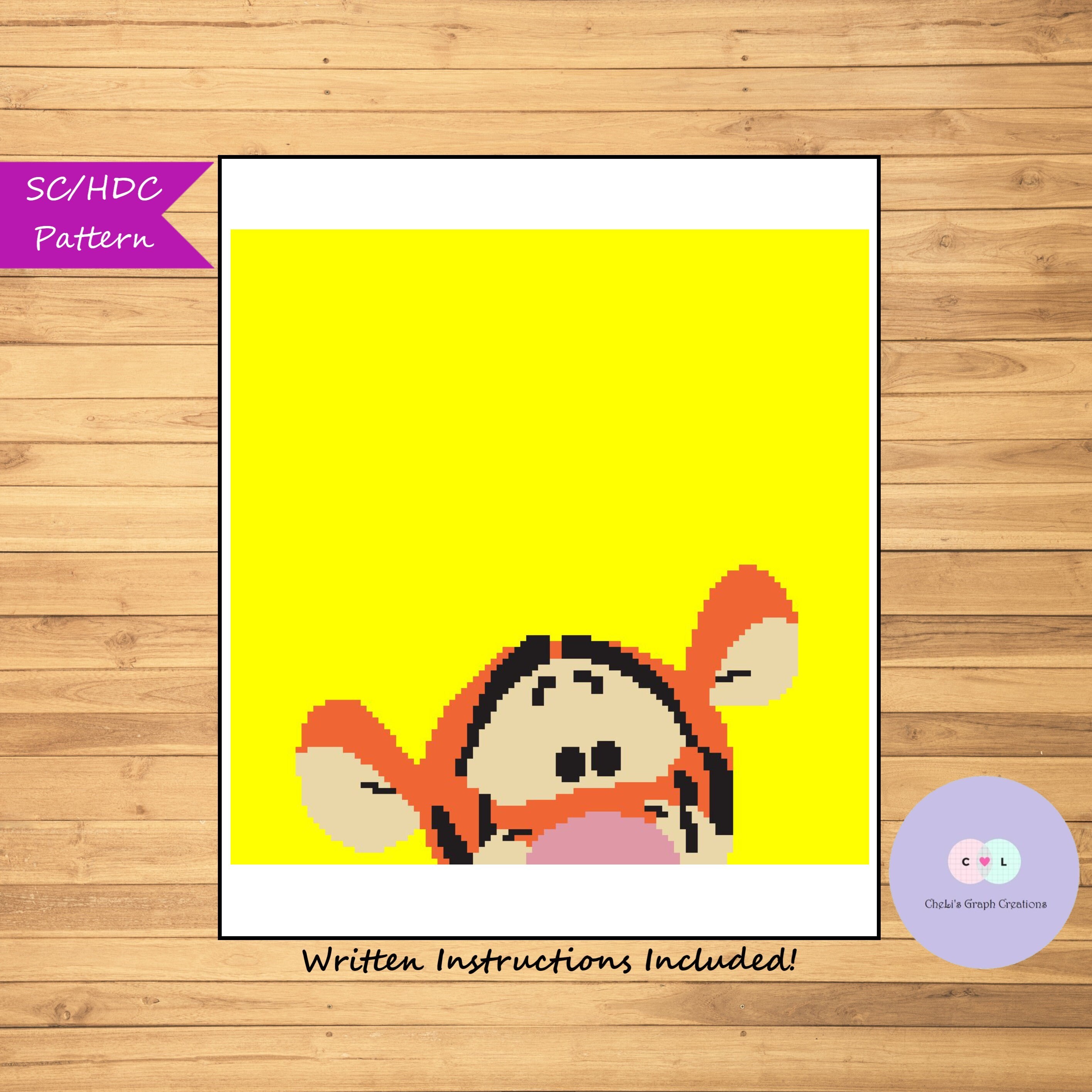 Peeking Tigger Baby Blanket Pattern for SC/HDC, Crochet, Graph, Child ...