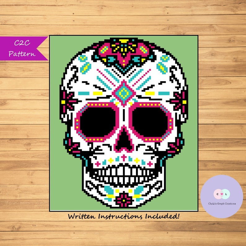 Sugar Skull Graph for C2C Crochet Pattern W/ Written Instructions ...