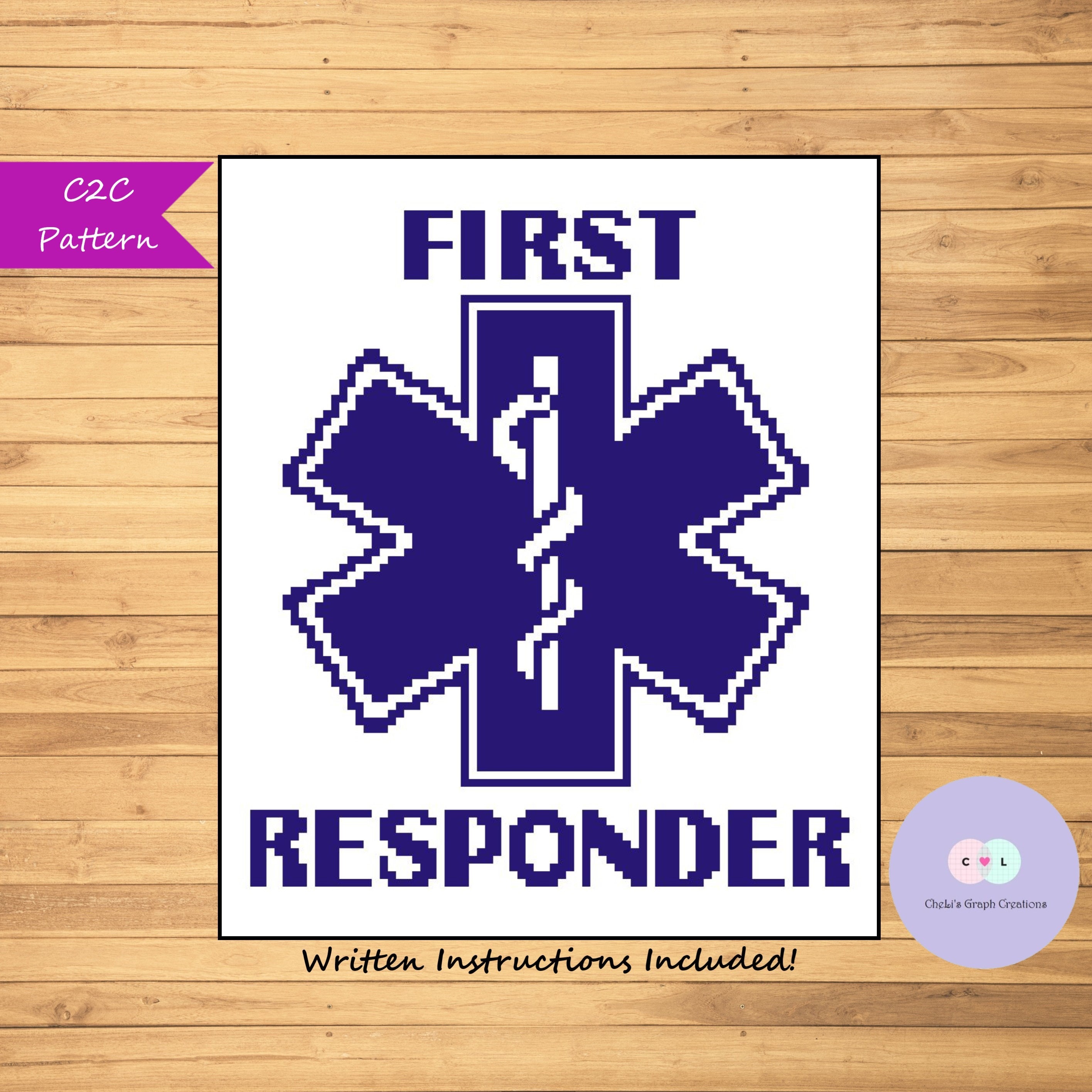 First Responder EMT C2C Graph, Graphghan, Blanket, Crochet, Knit, Cross ...