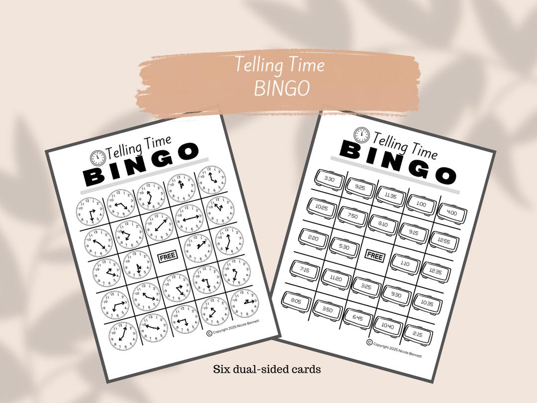 Telling Time Bingo in 5 Minute Intervals for Teaching Time Printable ...