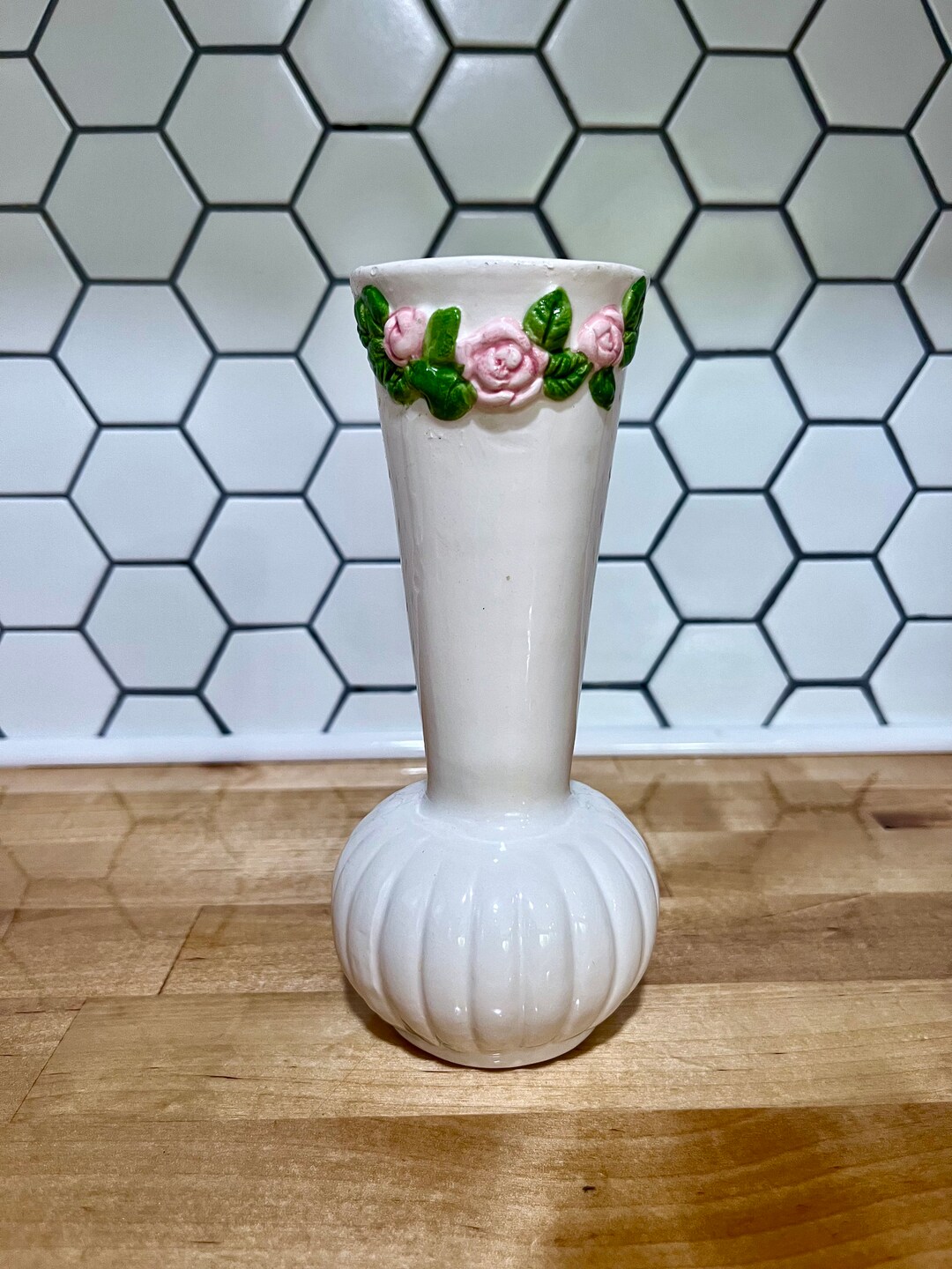 1950's 1952 Rose Garland Vase Romantic Romance Valentine Vines Cottage ...