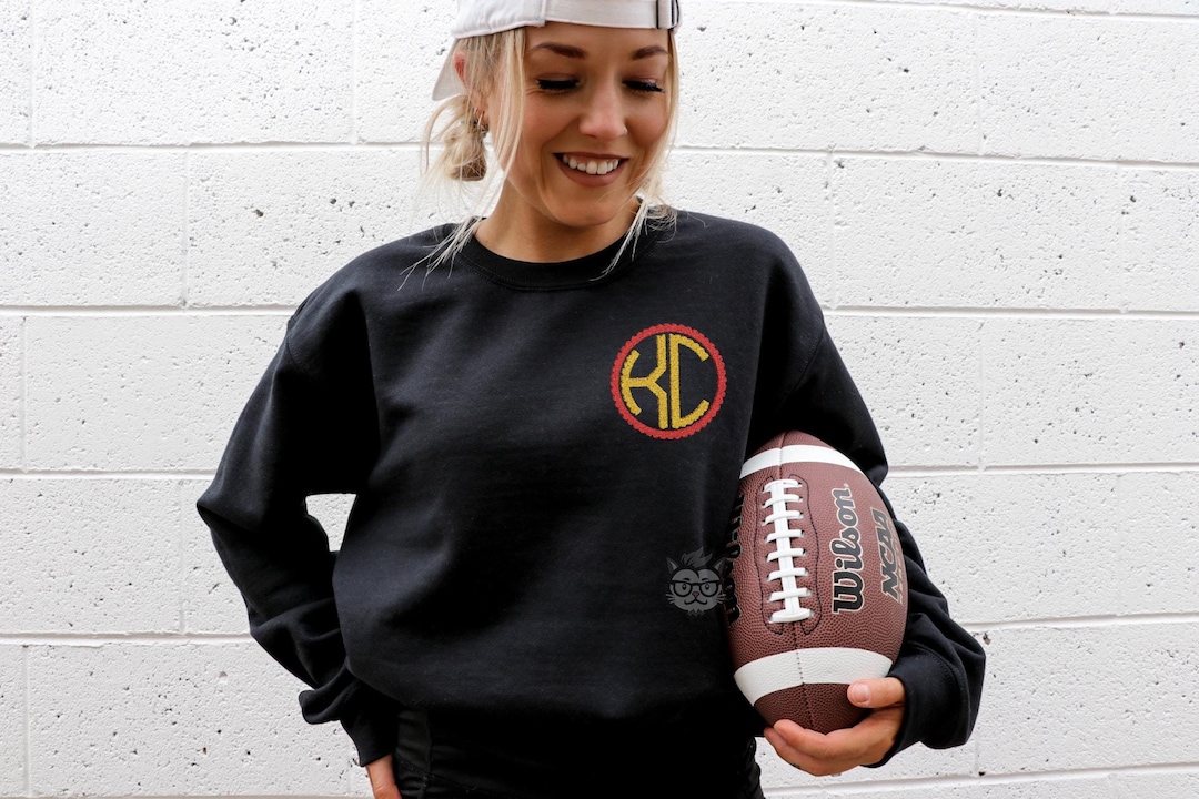 Embroidered Kansas City Chiefs Monogram Sweatshirt, KC Football Mama ...