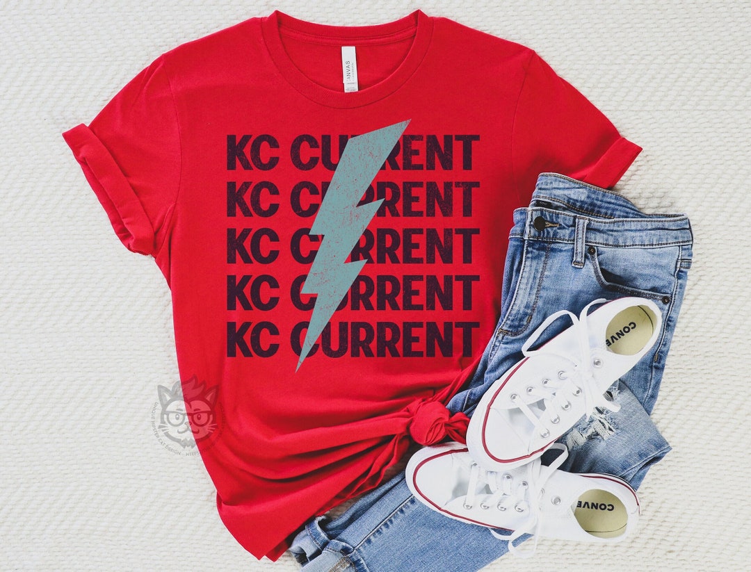 KC Current T-shirt KC Current Lightning Bolt Distressed Tee: Retro ...