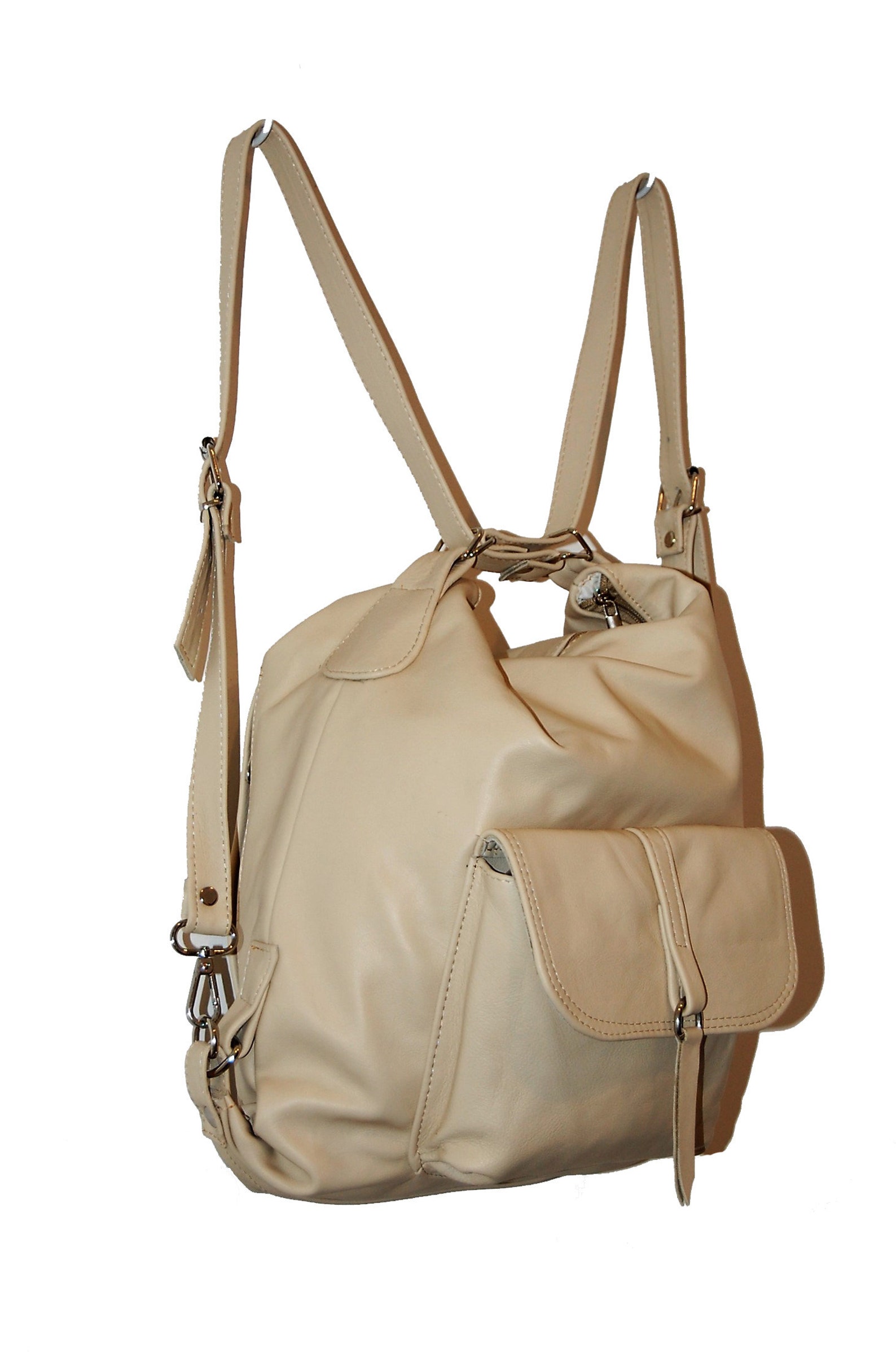 Leather Handbag Backpack 3in1 Leather Natural - Etsy