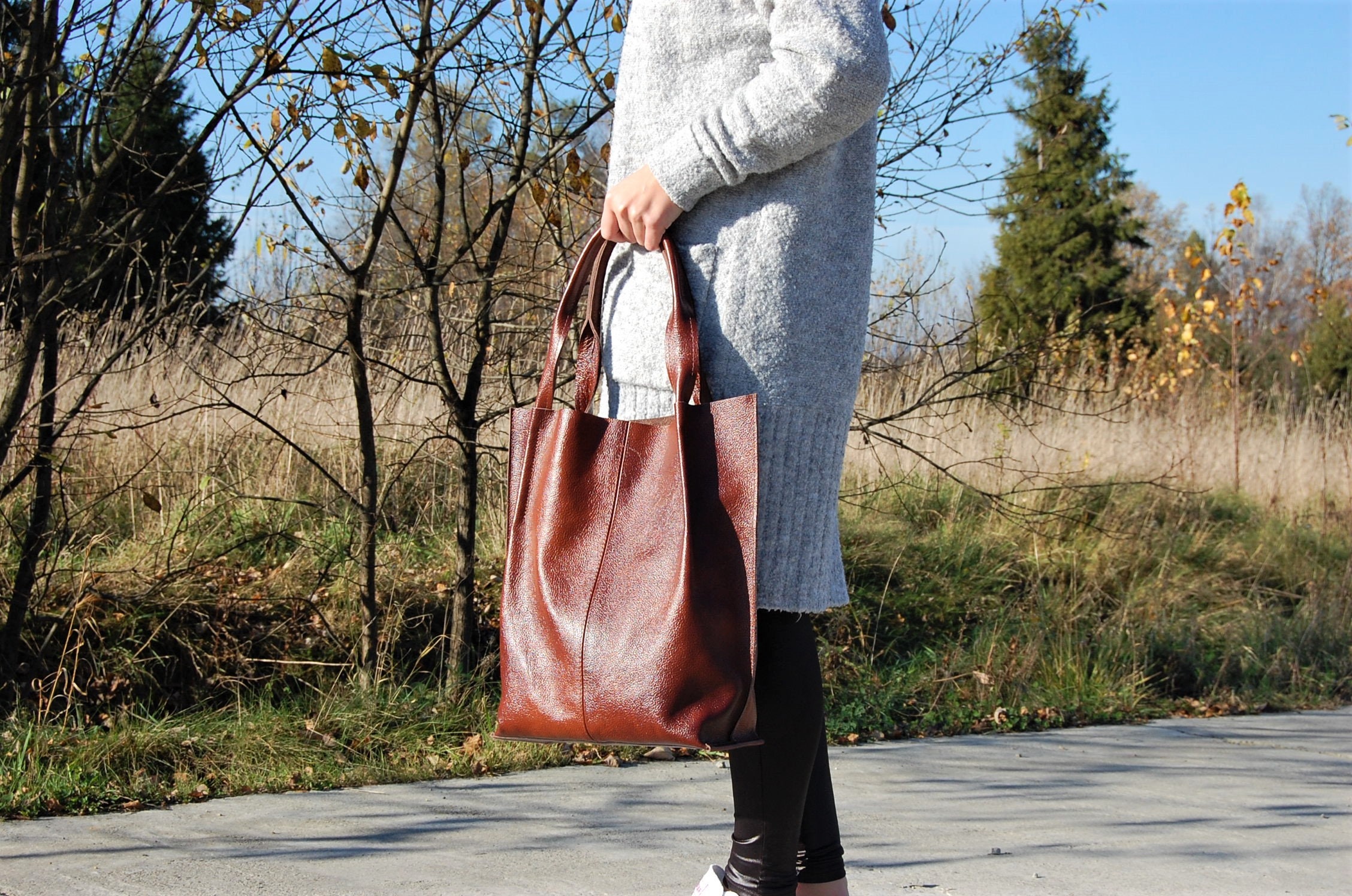 Large Handbag Leather Bag Leather Shopper Bag Large Tote - Etsy