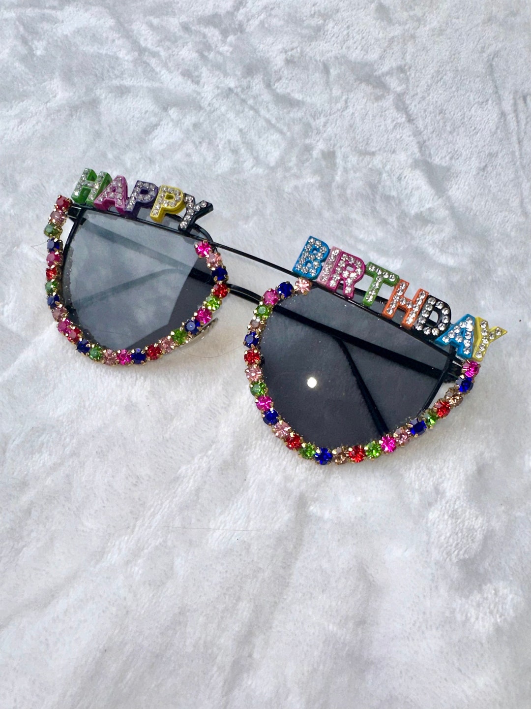 Rhinestoned Sunglasses - Happy Birthday - Etsy
