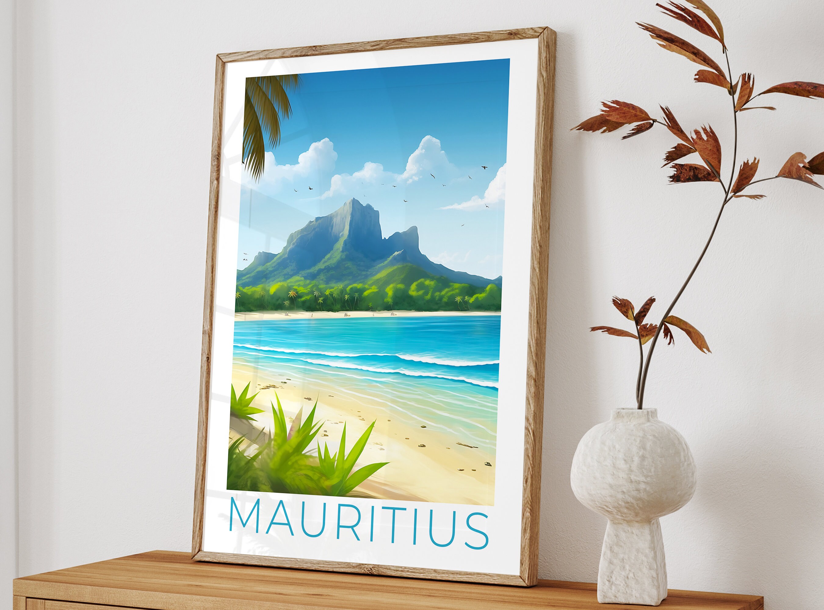 Mauritius Poster, Mauritius Digital Print, Indian Ocean Print, Travel ...