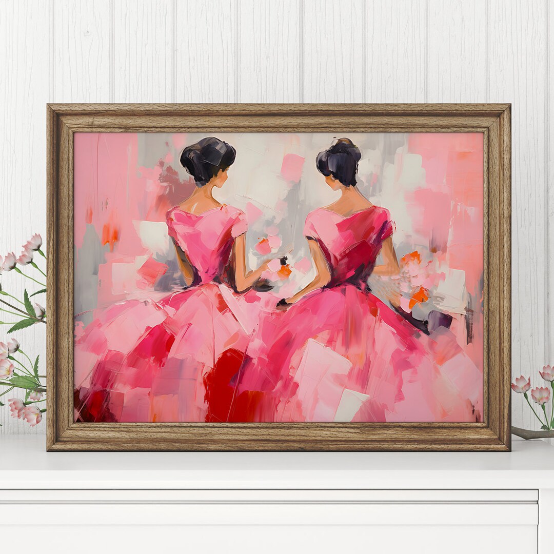 Retro Abstract Pink Painting | Girly Pink Print | Fun Apartment Art ...